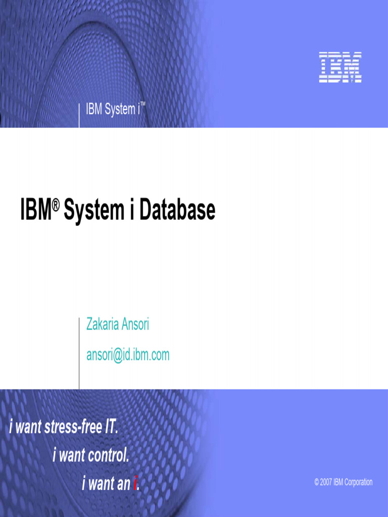 System I DB | PDF | Ibm Db2 | Databases