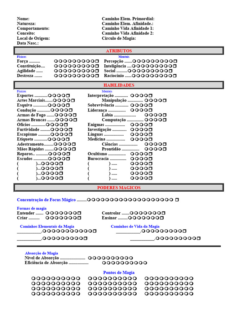 Ficha Elemental World STORYTELLER | PDF