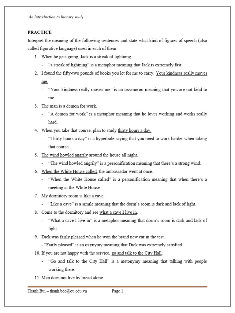 PRACTICE - Literary Devices | PDF | Metaphor | Rhetorical Techniques