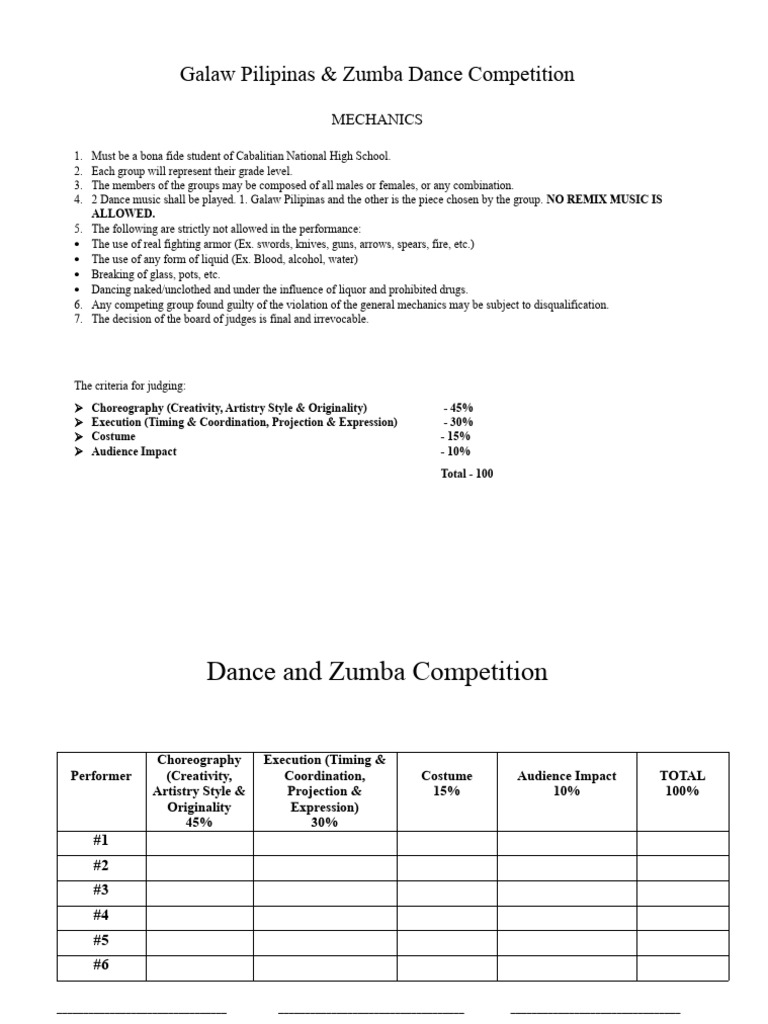 Dance Mechanics ScoreSheet | PDF
