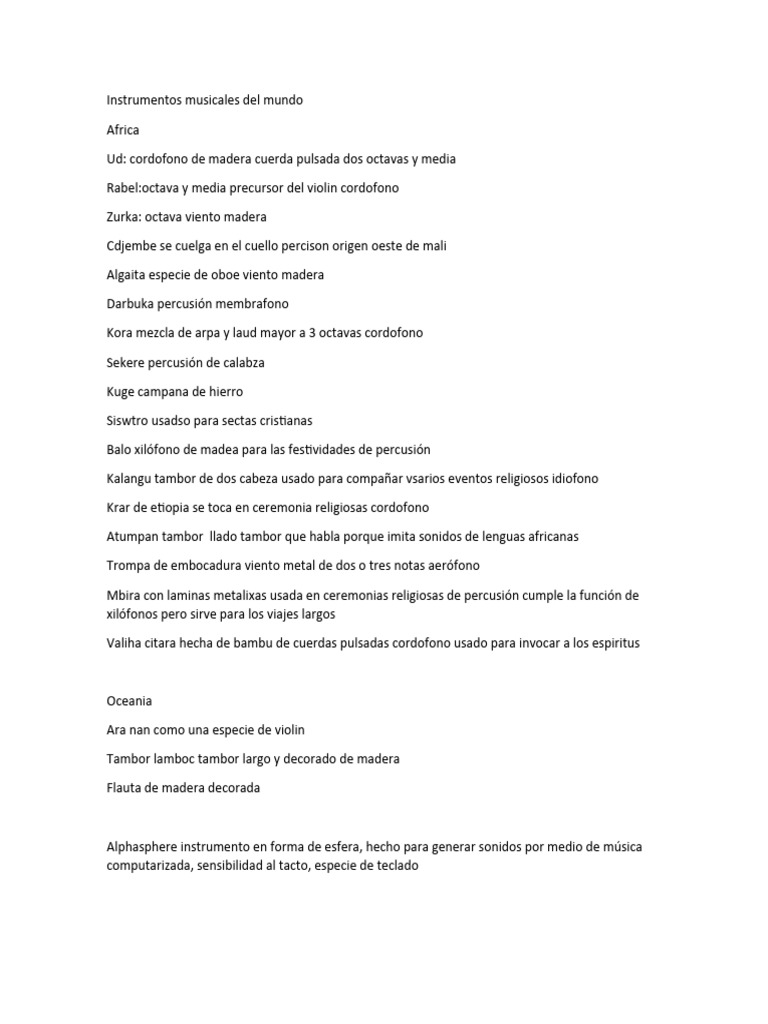 Instrumentos Musicales Del Mundo | PDF | Instrumentos de cuerda ...