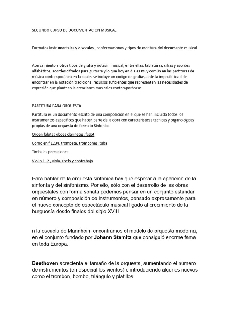 Segundo Curso de Documentacion Musical | PDF | Orquestas | Sinfonía Segundo Curso de Documentacion Musical | PDF | Orquestas | Sinfonía