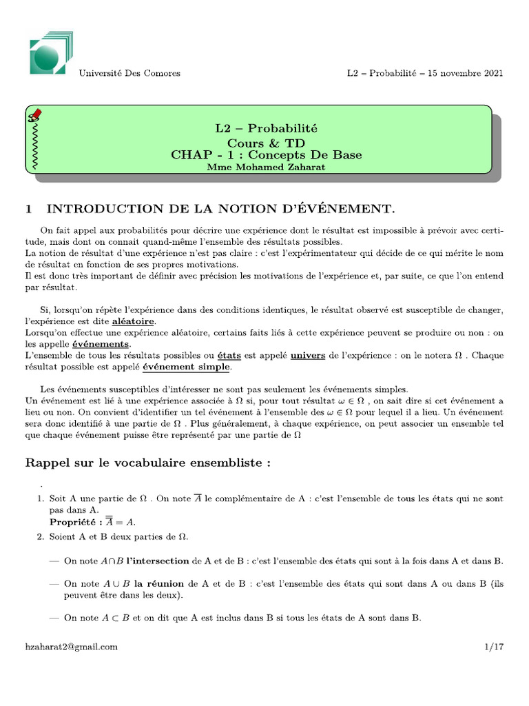TD1 L2prob& | PDF