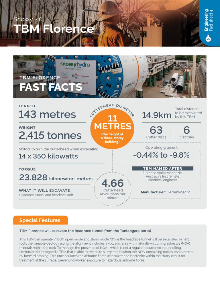 Snowy 2.0 - TBM Florence - Fact Sheet 4 - MAR 21 | PDF