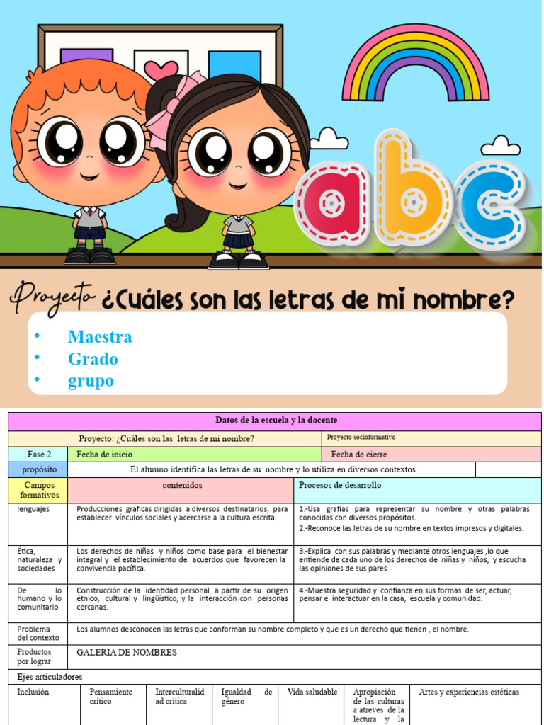 Proyecto Las Letras de Mi Nombre | PDF