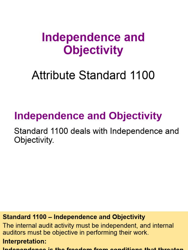 CIA P1 SII Independence and Objectivity | PDF | Internal Audit | Audit
