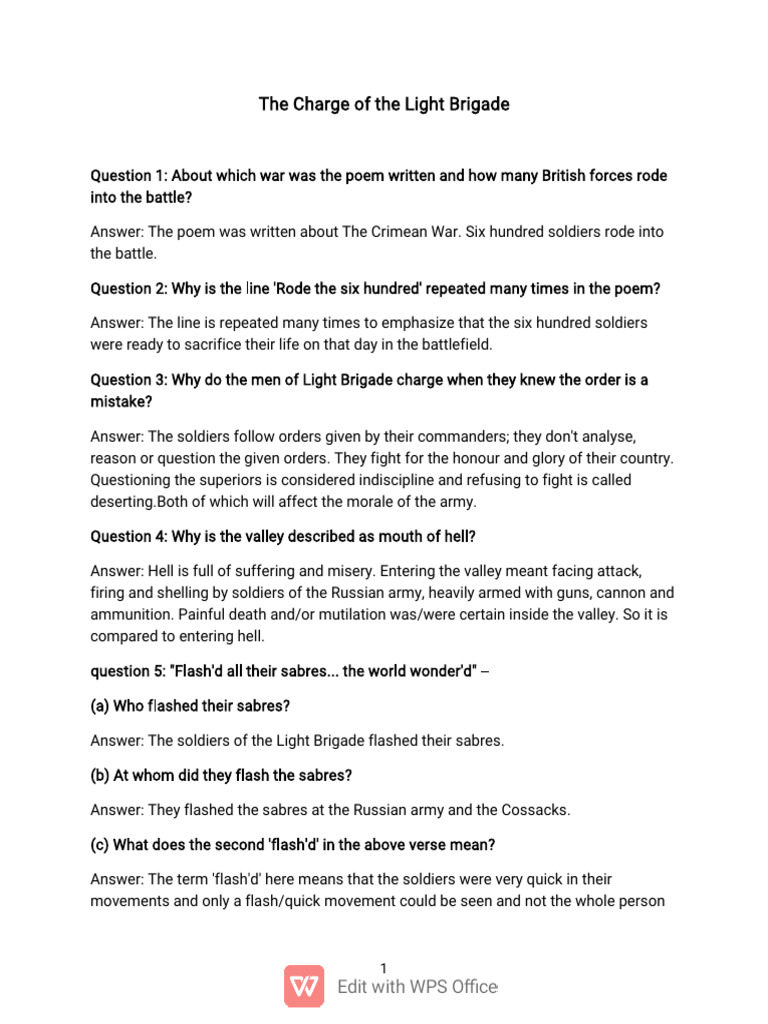 The Charge of Light Brigade | PDF | Military | Conflicts