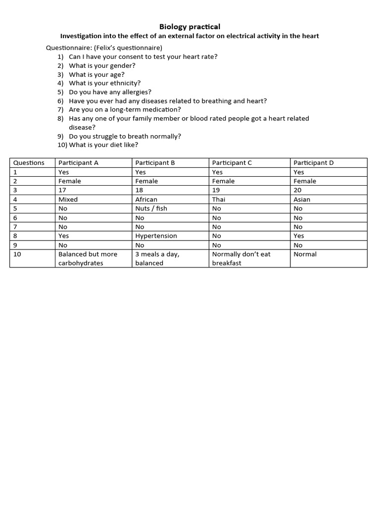 Biological Practical Heart Rate | PDF