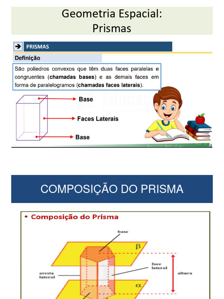 Prismas: Área e Volume Explicados | PDF
