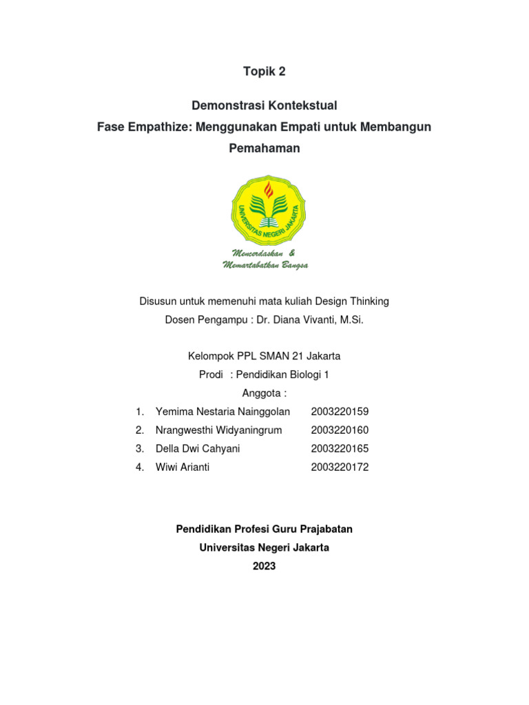 REVISI - SEL.08.2-T2-5b Unggah - Demonstrasi Kontekstual - Design Thinking | PDF