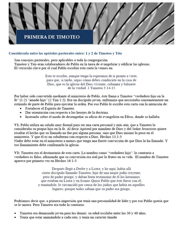 1 Timoteo | PDF | Pablo el apóstol | Jesús