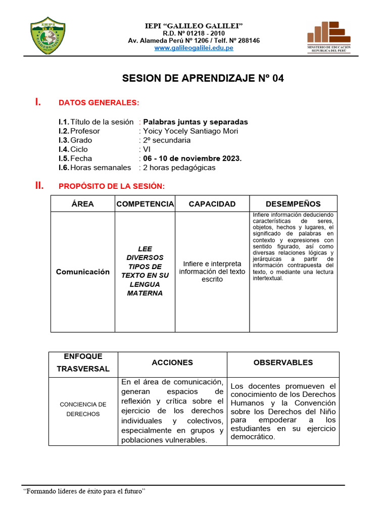 SESION 4-U7 - 2DO - LENGUAJE | PDF | Comunicación | Modificación de comportamiento
