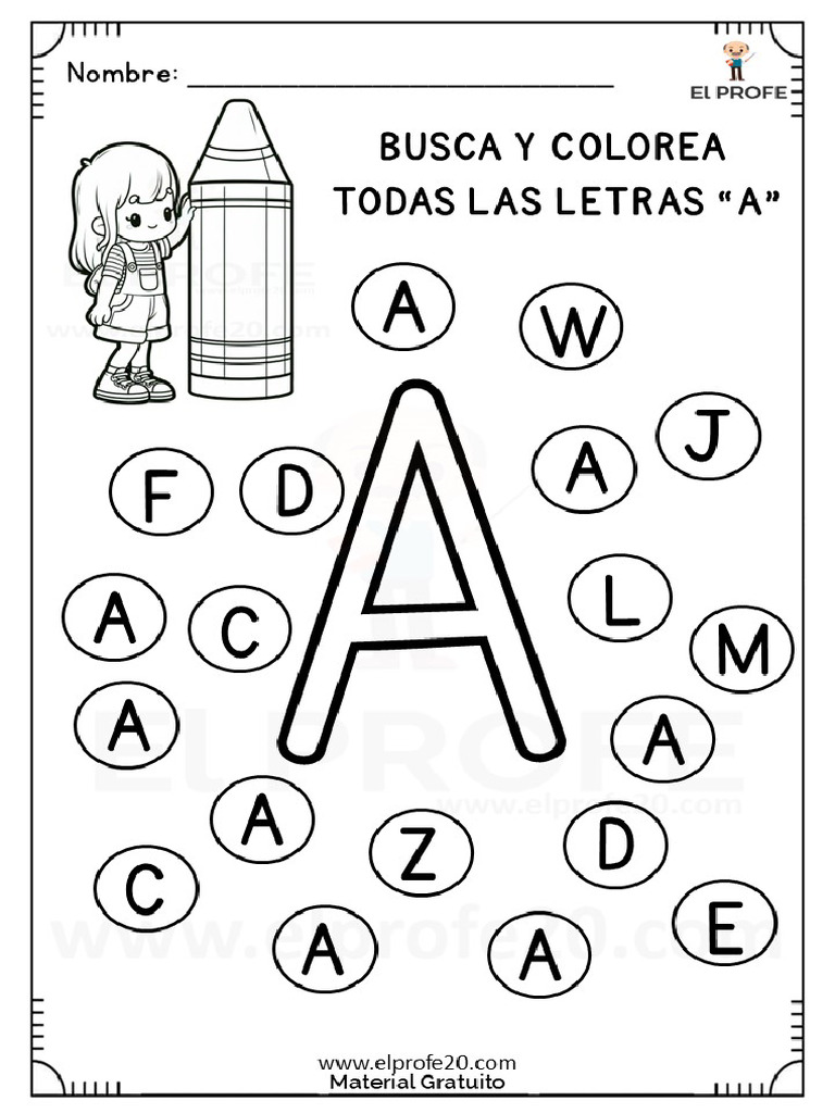 Cuadernillo Busca y Colorea Letra Del Abecedario Elprofe20 | PDF