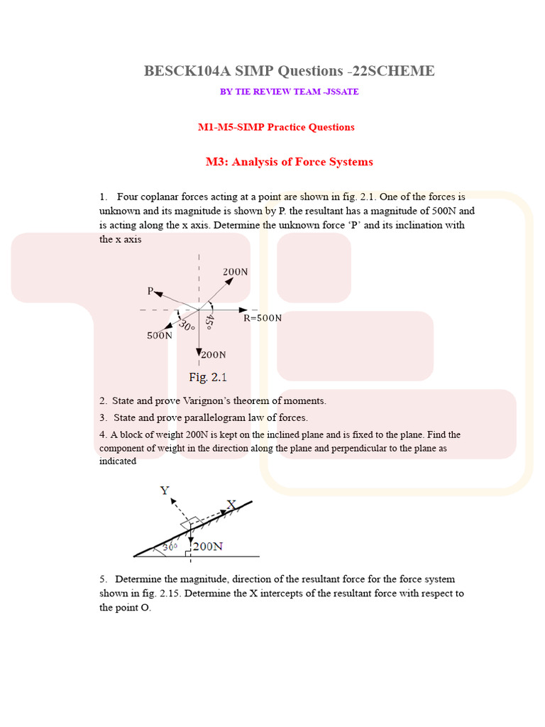 BESCK104A SIMP Practice Questions Guide | PDF | Cartesian Coordinate ...