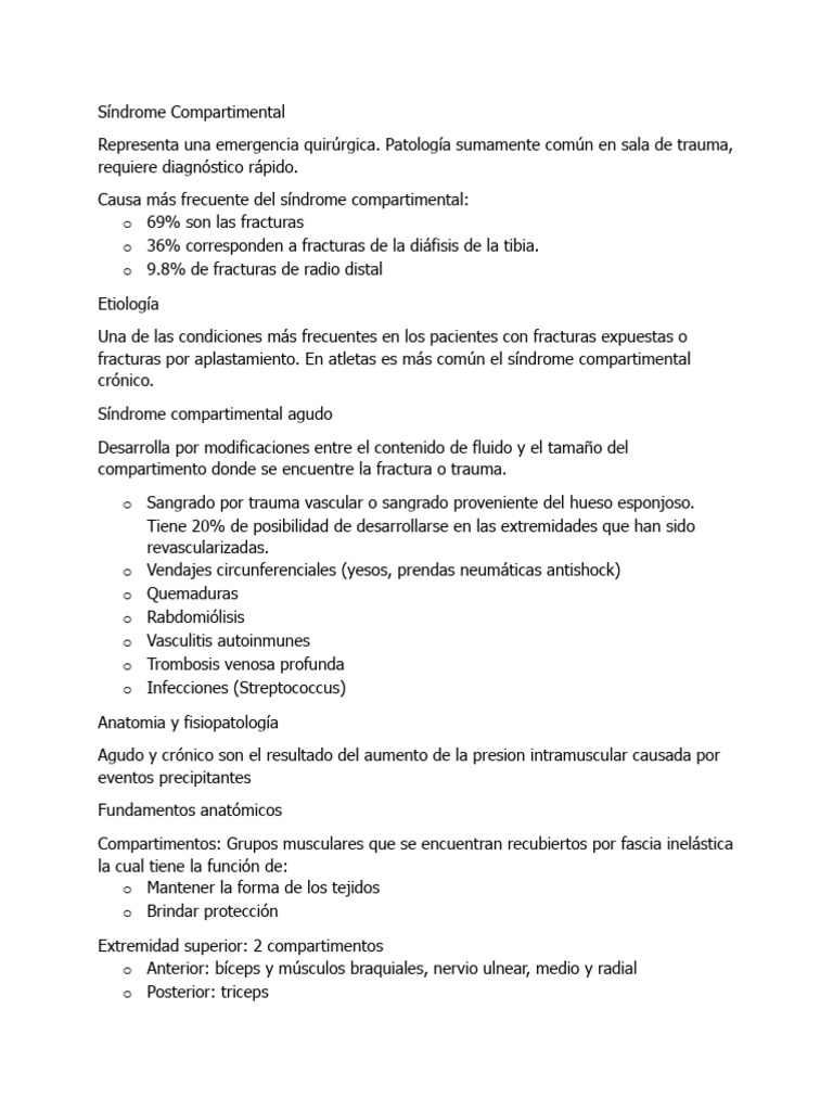 Sindrome Compartimental | PDF | Sistema musculoesquelético | Medicina