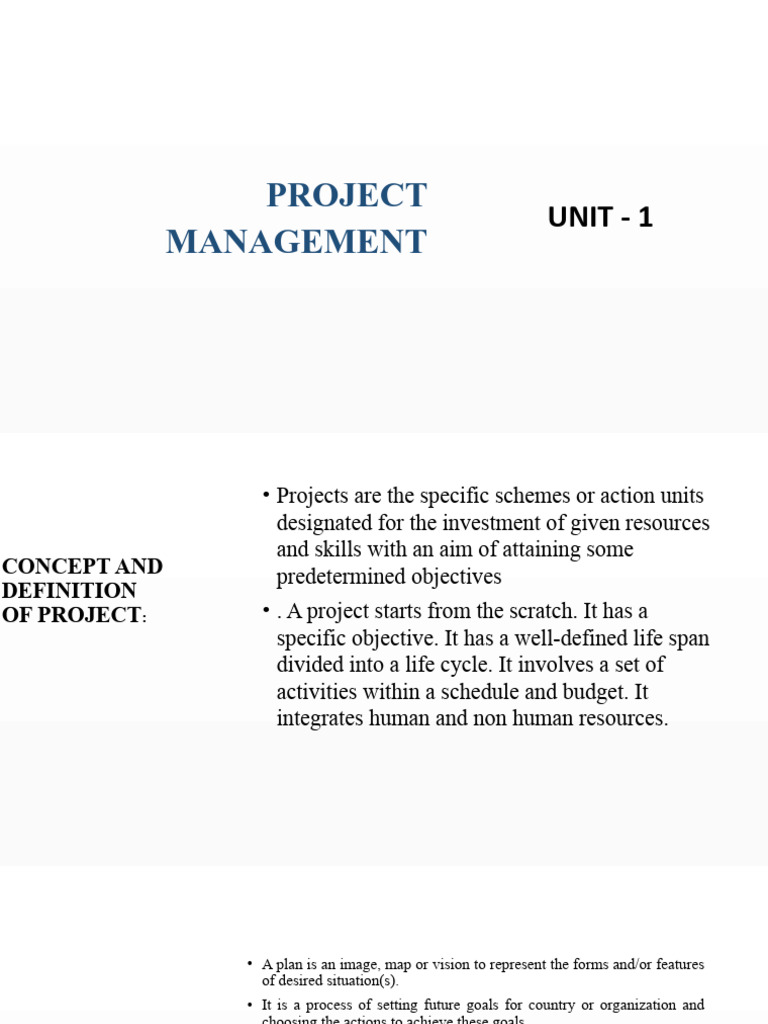 Project Management Unit - I | PDF | Project Management | Business