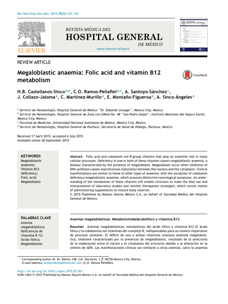 Megaloblastic Anaemia: Folic Acid and Vitamin B12 Metabolism | PDF ...