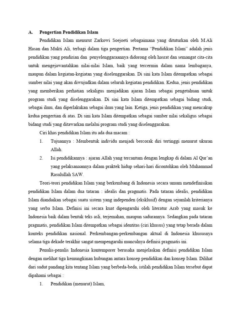 Pengertian dan Pengembangan Pendidikan Islam | PDF
