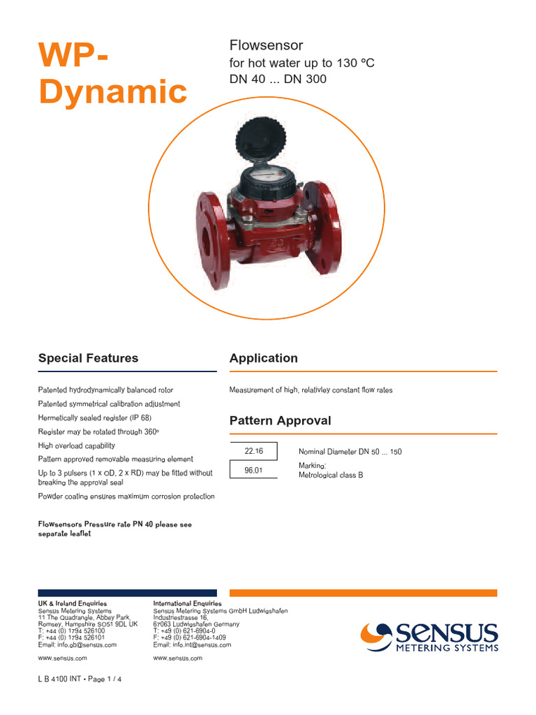 Water-Meter-Sensus-WP-Dynamic-130°C | PDF | Pipe (Fluid Conveyance ...
