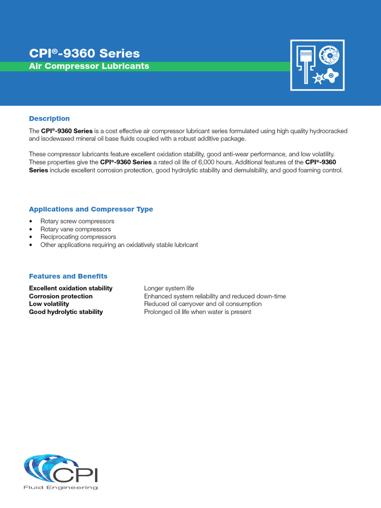 CPI-9360 Series PDS 17-CP0620-9360 A4 | PDF | Lubricant | Viscosity