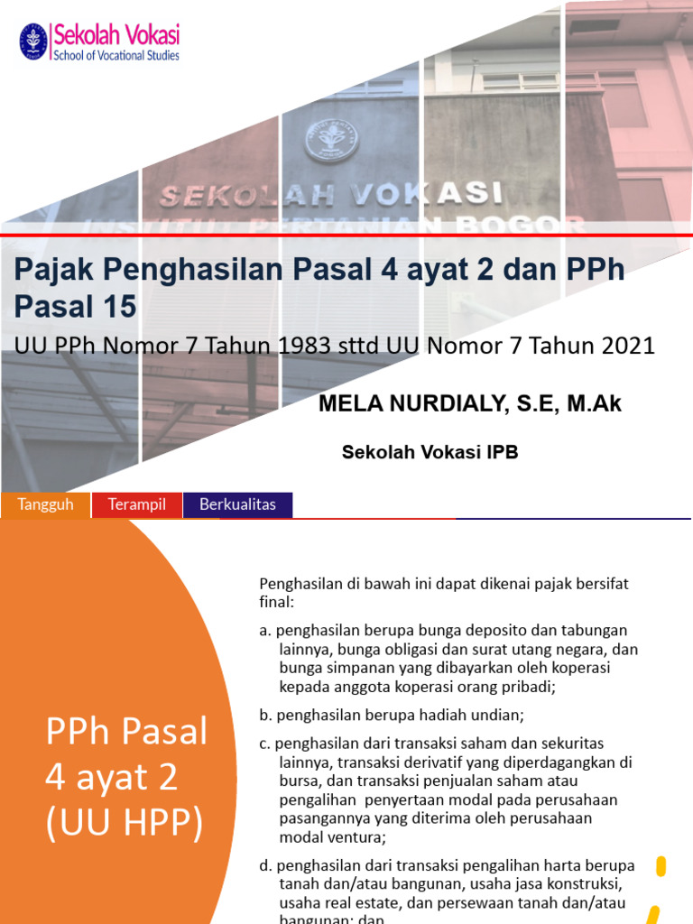 PPH Pasal 4 Ayat 2 Dan PPH Pasal 15 | PDF
