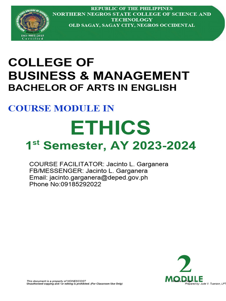 Ethics Module 2 | PDF | Cognition