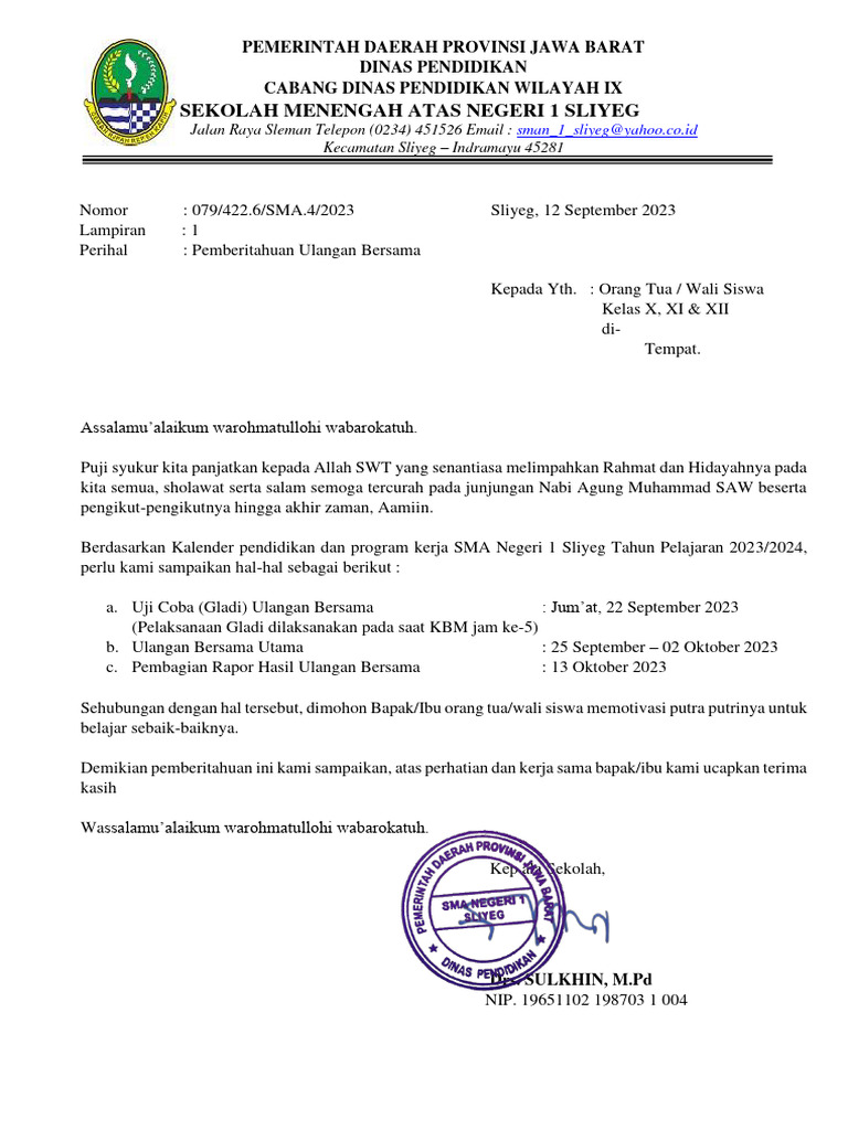 Surat Edaran Pts | PDF