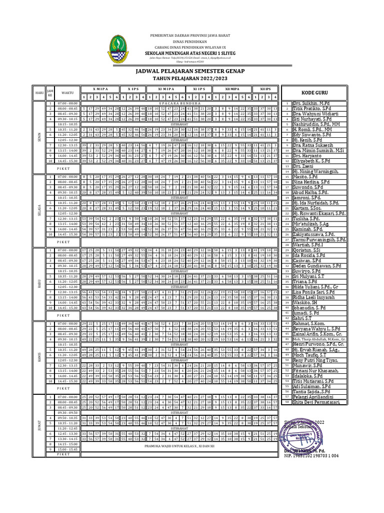 Jadwal KBM Genap 2022-2023 | PDF Jadwal KBM Genap 2022-2023 | PDF