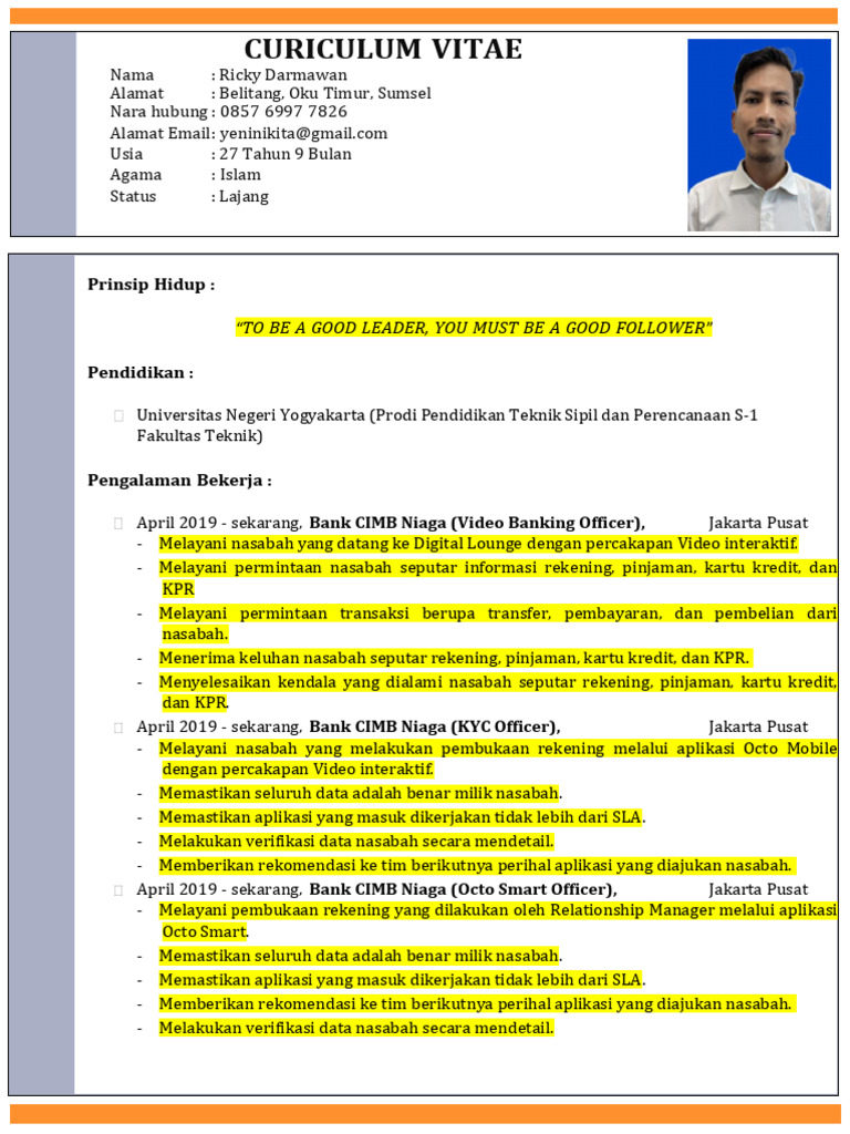 CV New Update | PDF | Pengelolaan Keuangan & Uang