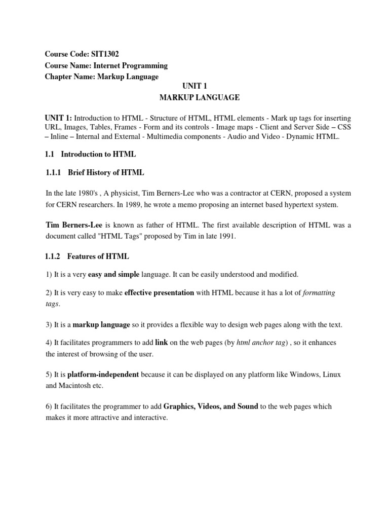 Ip 1 | PDF | Html | Html Element