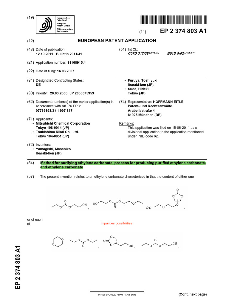 Ethylene Carbonate Purification Method | PDF | Crystallization ...