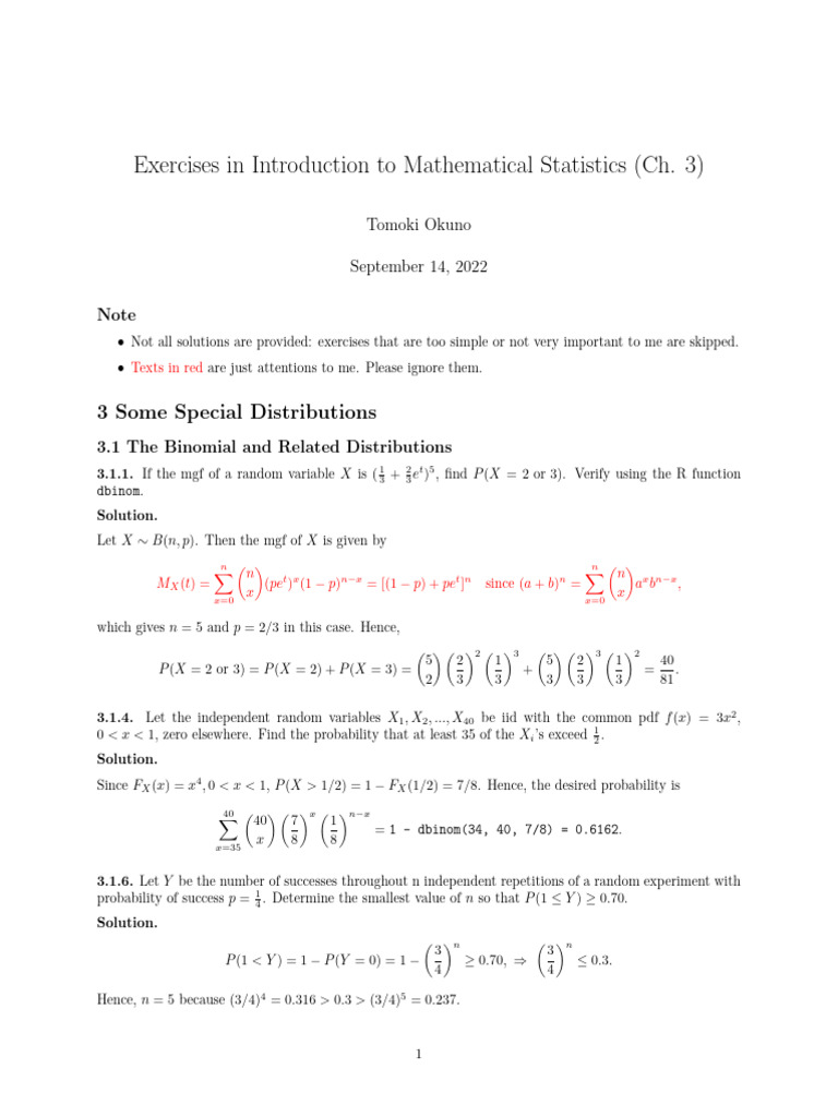 Ch3 Sol | PDF | Probability Distribution | Poisson Distribution