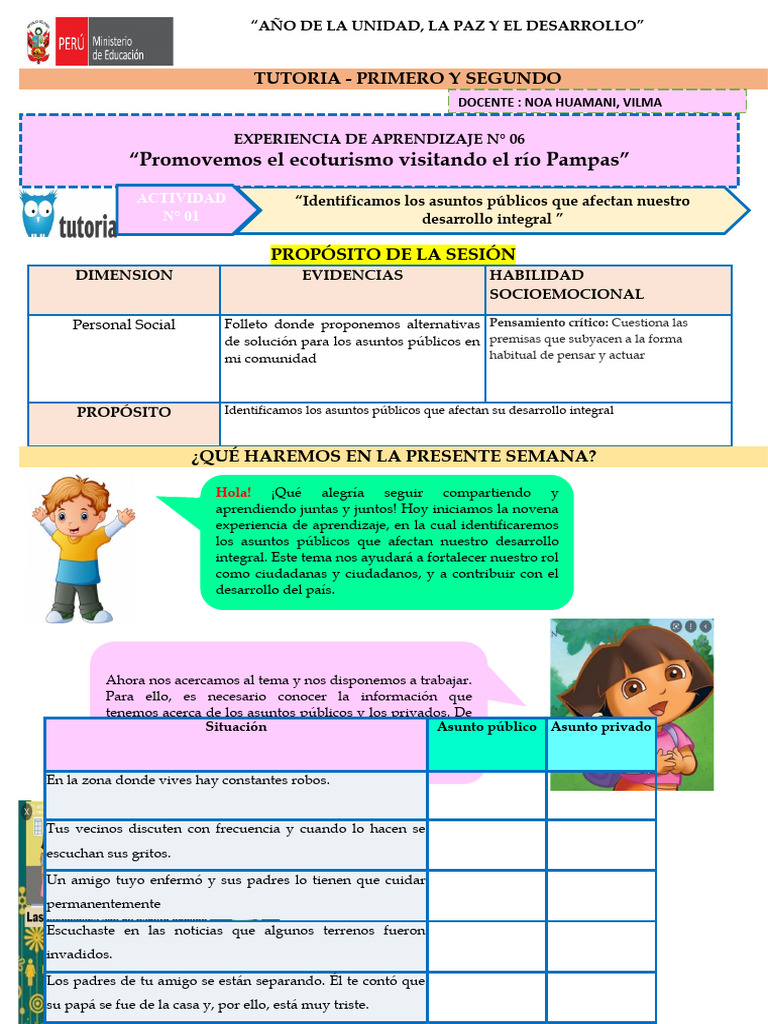 Actividad 01 - 1ero y 2do Grado - Tutoria Listo | PDF | Aprendizaje | Cognición