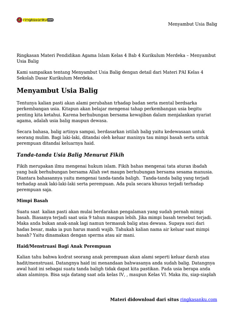 Menyambut Usia Balig | PDF | Gaya Hidup
