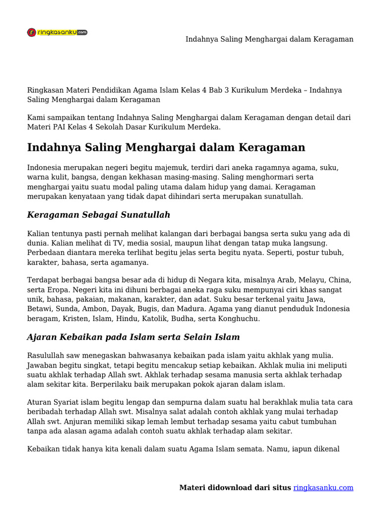 Indahnya Saling Menghargai Dalam Keragaman | PDF