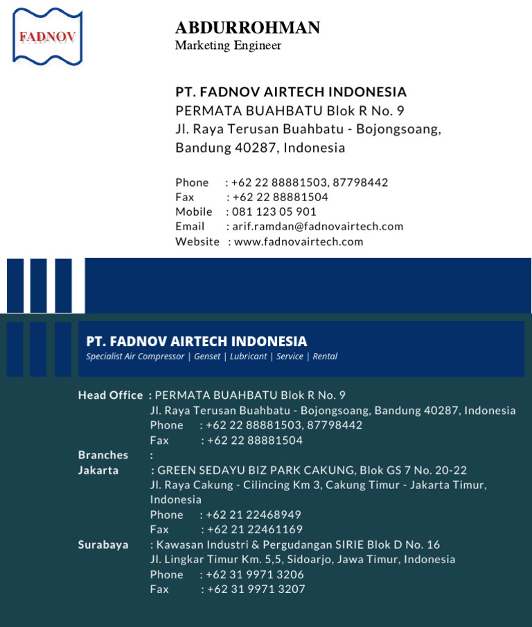 Kartu Nama Abdurrohman | PDF