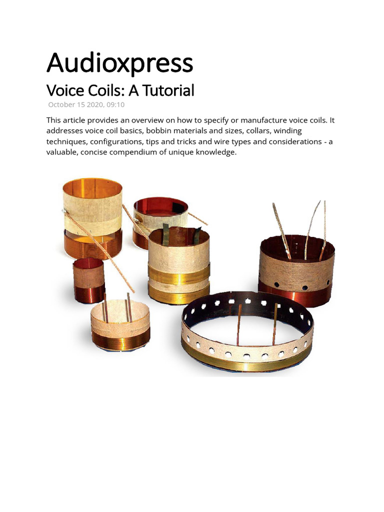 Voice Coil Manufacturing Essentials | PDF | Wire | Loudspeaker