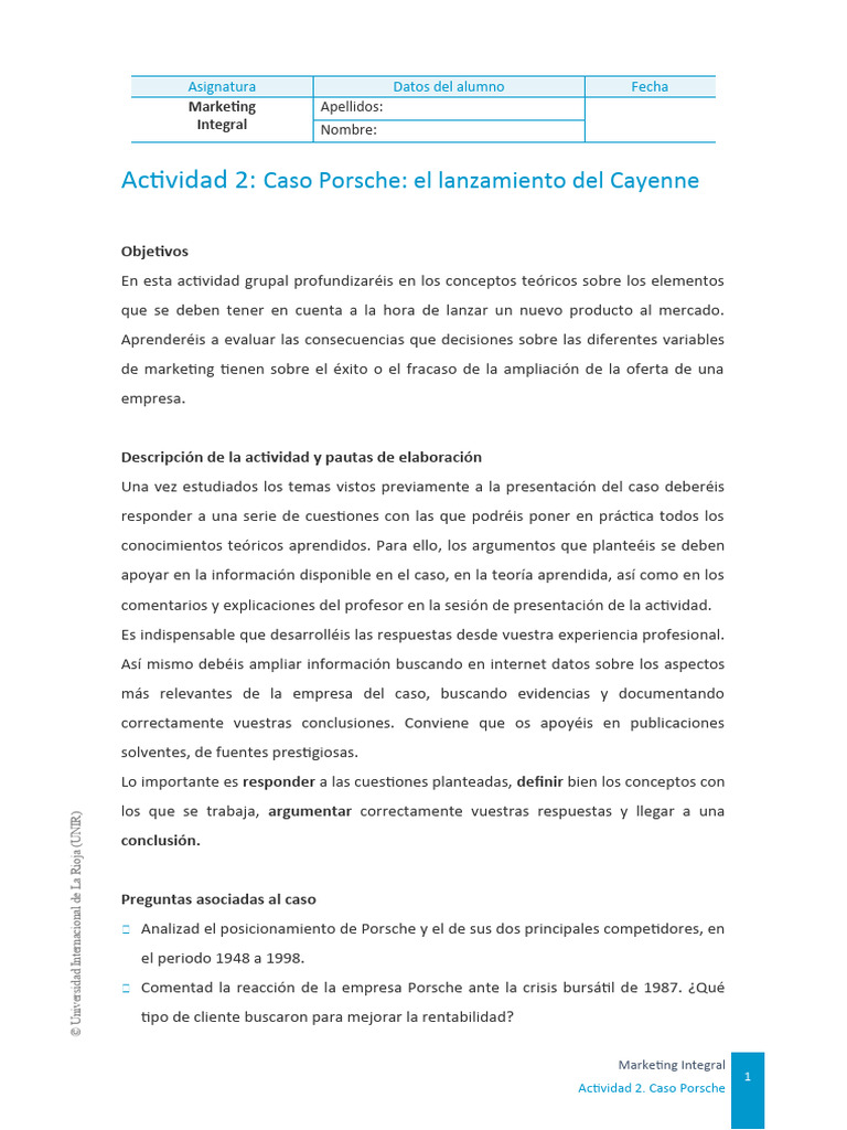 Actividad 2 - Porsche - Directivos - O23 | Descargar gratis PDF ...