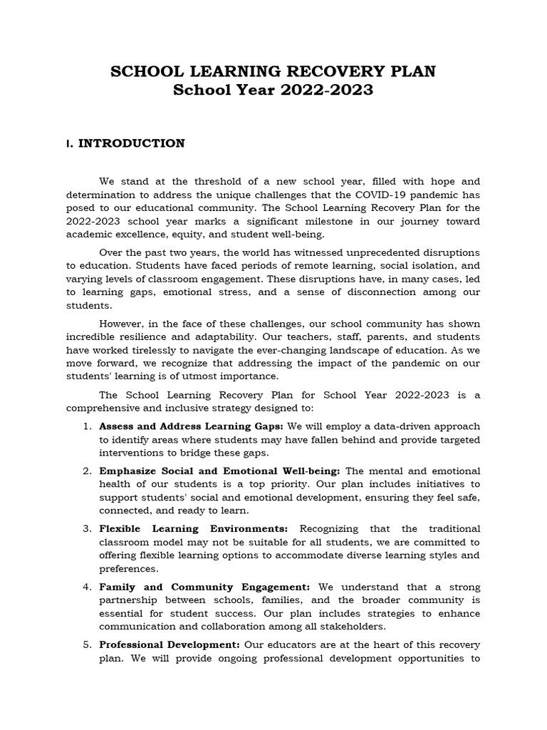 Learning Continuity Plan 2021-2022 | PDF | Teachers | Learning