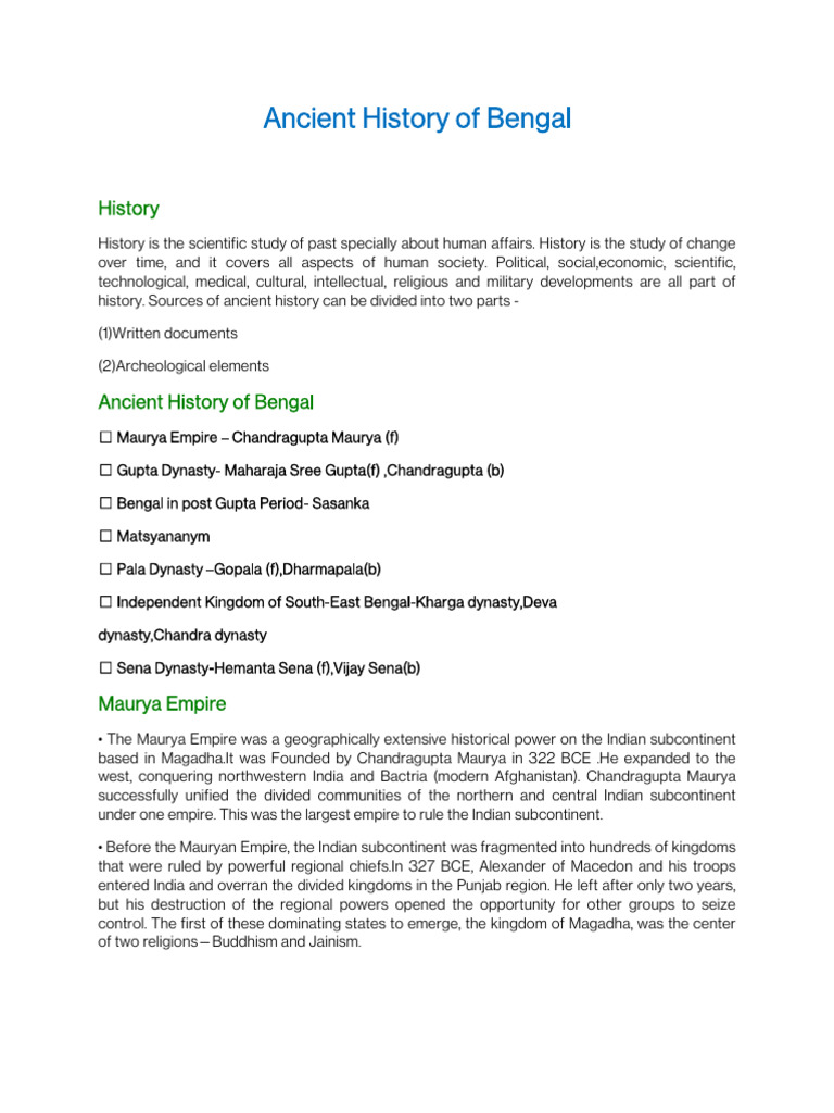 Ancient Bengal History Overview | PDF | Bengal | South Asia