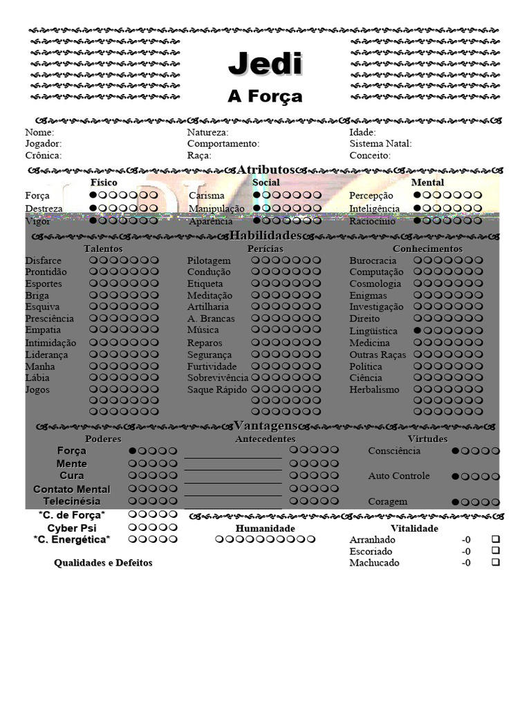 Ficha - Jedi | PDF | Psicologia | Ciência cognitiva