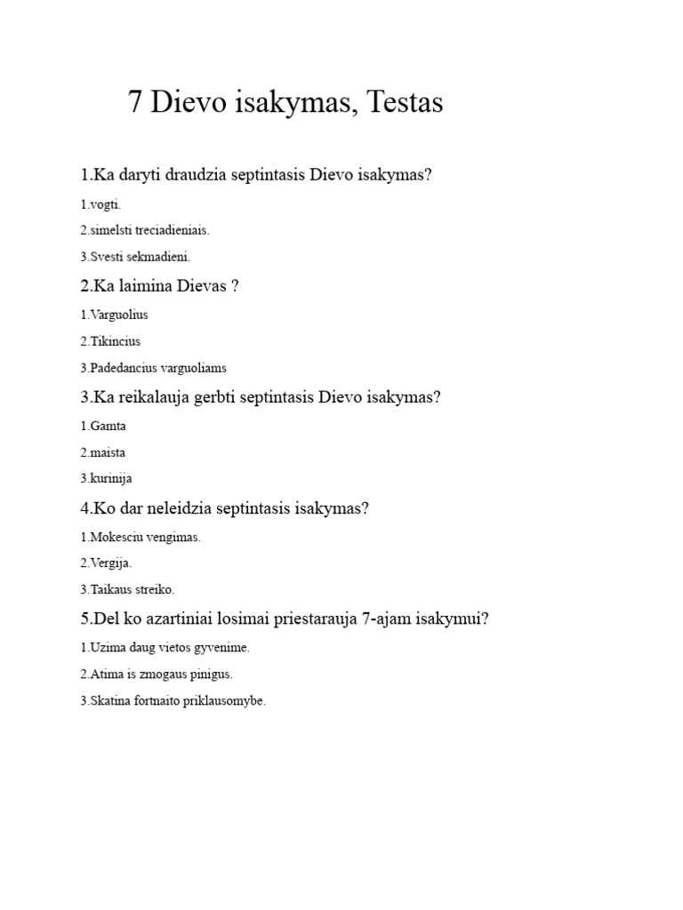 7 Dievo Isakymas | PDF