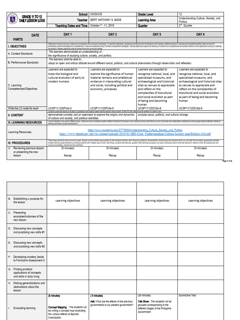 UCSP Oct 7-Human Evolution DLL | PDF | Learning | Intelligence