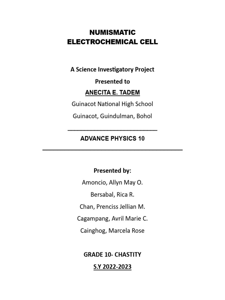 Science Investigatory Project Paper 1 | PDF | Electrochemistry ...