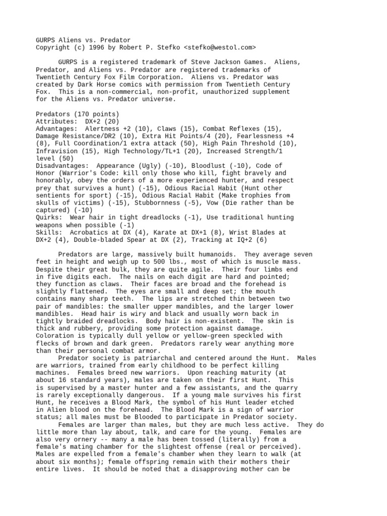 US - Aliens vs. Predator | PDF | Predation