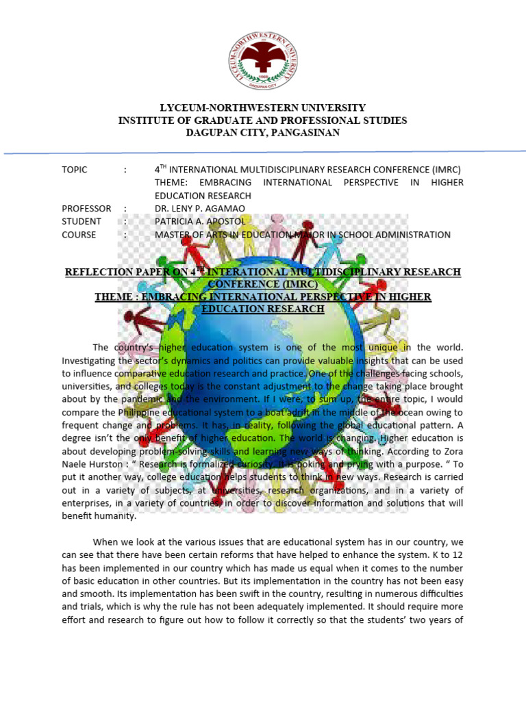 Reflection Paper On 4th Imrc Embracing International Perspective In
