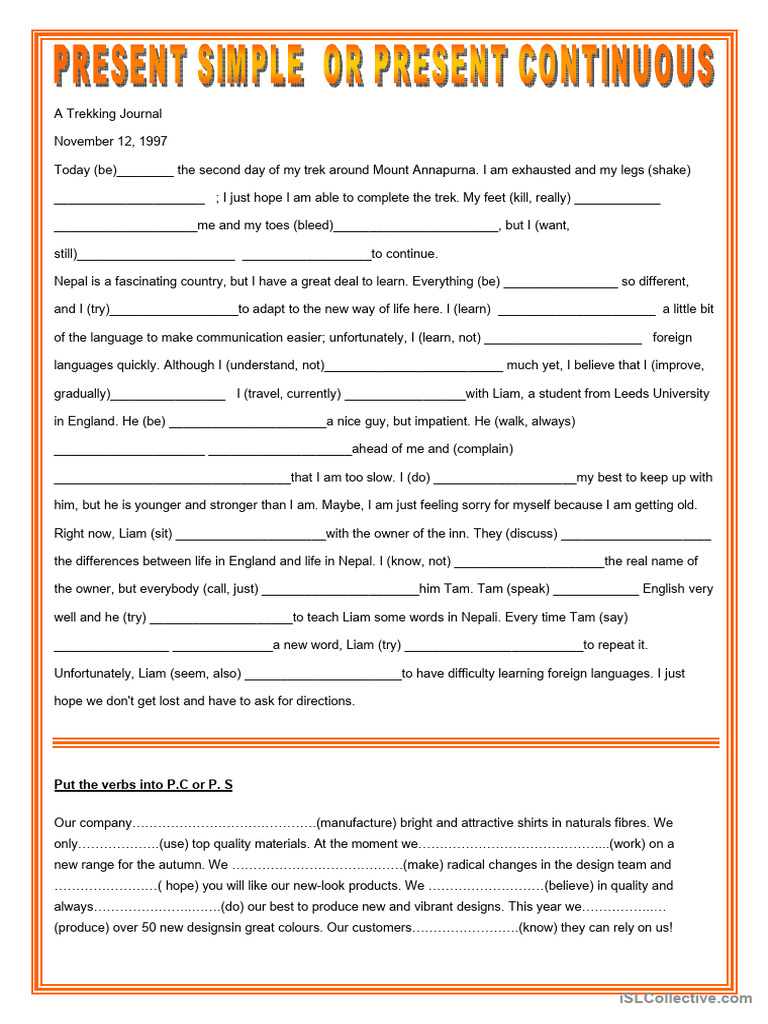 Present Simple or Continuous | PDF