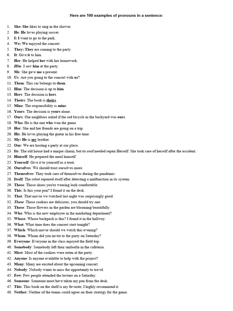 Pronoun Test | PDF
