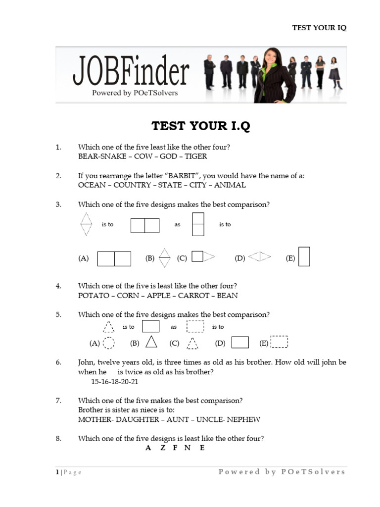 Test Your I.Q | PDF | Intelligence Quotient