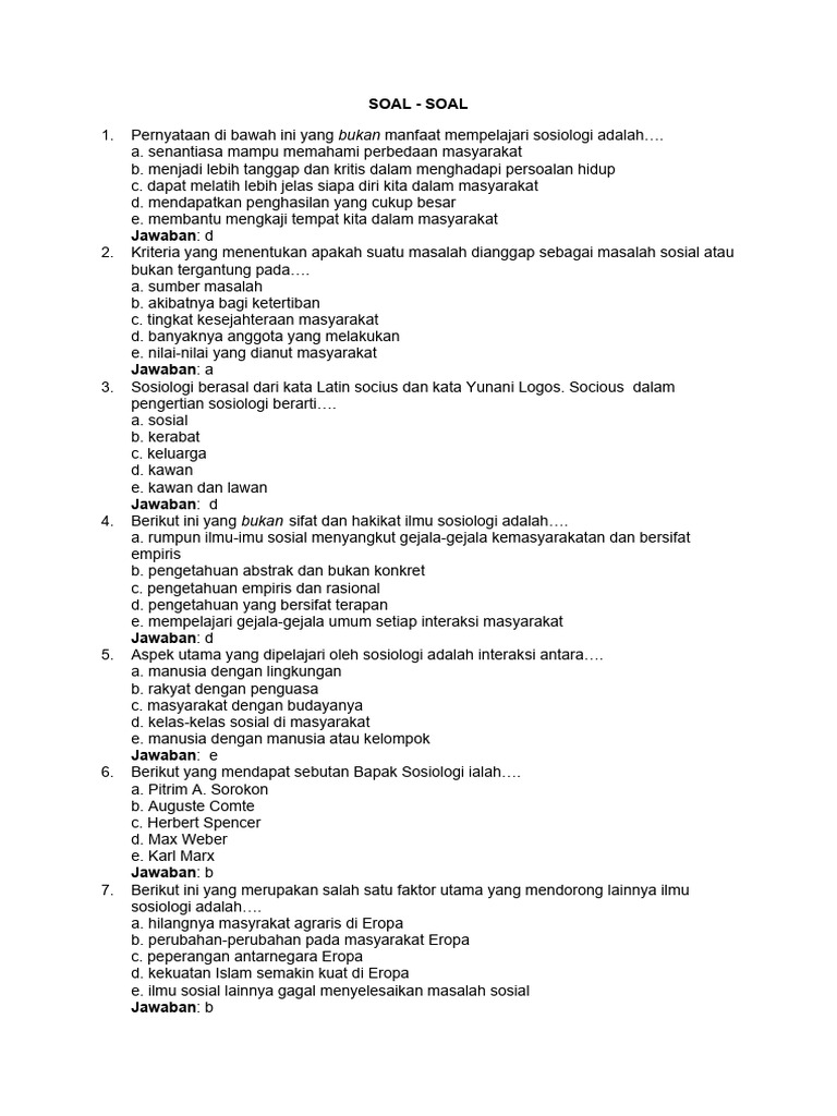 SOAL | PDF | Ilmu Sosial | Sains & Matematika